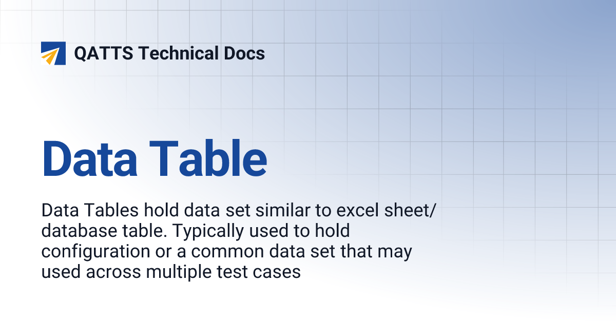 Data Table | QATTS Technical Docs